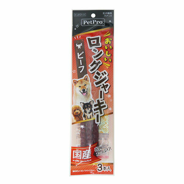 ▼まとめ買いがおすすめ！ 3個セット（人気） 6個セット（格安） 12個セット（お得） 嗜好性抜群のロングジャーキー。安心安全の国産おやつです。お肉たっぷり！嗜好性抜群のロングジャーキー。安心安全の国産おやつです。やわらかく手でちぎれるので...