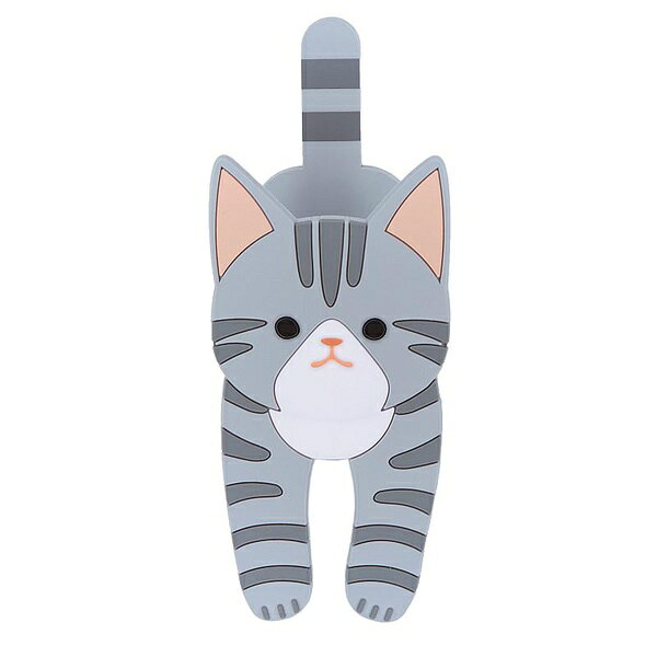 磁石とクリップを備えた猫型のマグネットフッククリップで、冷蔵庫や玄関ドアに取り付けられる。【特徴】●背面に磁石が付いており金属面にくっつく●クリップで紙や布を挟んで留められる●前足を曲げるとフックになる●前足としっぽを曲げるとスマホスタンド...