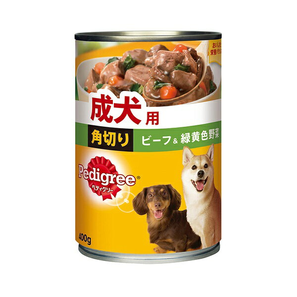 ビーフの角切り肉と緑黄色野菜をスープで調理した、成犬用の缶詰ドッグフード。【特徴】●食べ応えのある角切りビーフを使用●緑黄色野菜を肉汁スープで調理●ドライフードとの混合給与に適している●保存料を使用していない【仕様】原材料肉類（ビーフ、チキ...