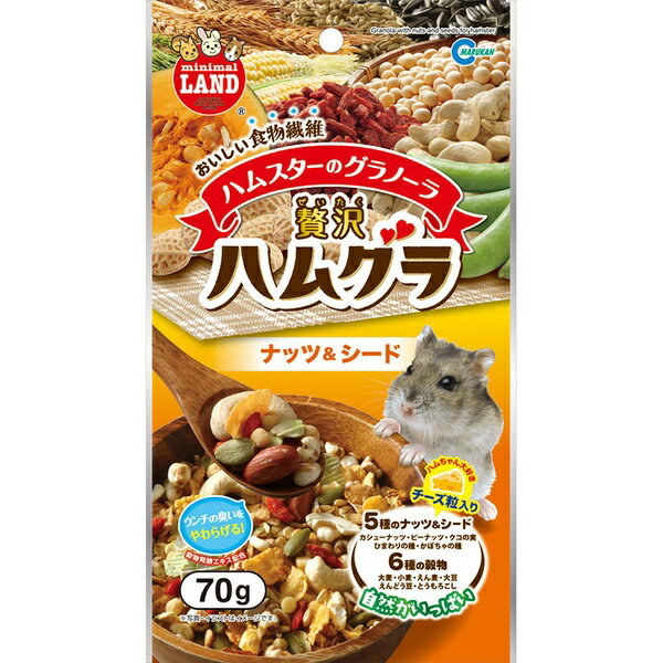 食物繊維たっぷりハムスターのグラノーラサクサクのシリアルに木の実と種・穀物を贅沢に加えたおやつです。天然食物繊維がおなかのはたらきをサポートします。【対象動物】リス・ハムスターなど・原材料：穀類(小麦、大麦、えん麦、とうもろこし等)、種実類...