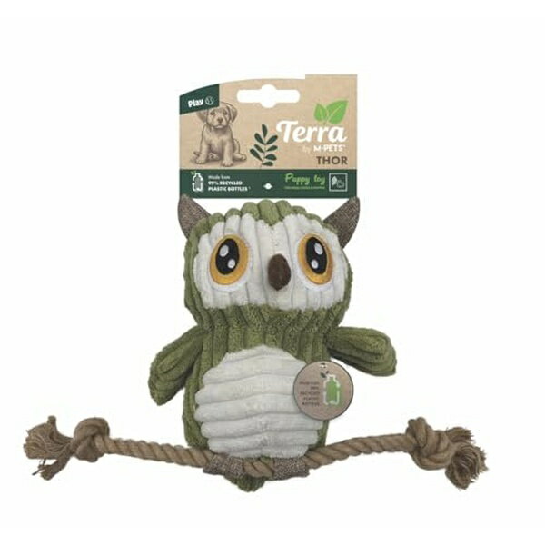 犬 おもちゃ ぬいぐるみ 笛入り M-PETS ECOドッグトイ (フクロウのソー)