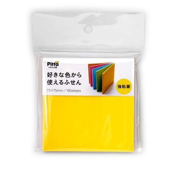 ●色と色の間に合紙があり好きな色を取り出せる付箋紙です。真四角な75mm角でメッセージとして使ったりノートに貼ったりと用途がいろいろ。強粘着タイプでパソコンに貼ったりしたものがひらひら剥がれません。・サイズ：75×75mm・内容：100枚（...