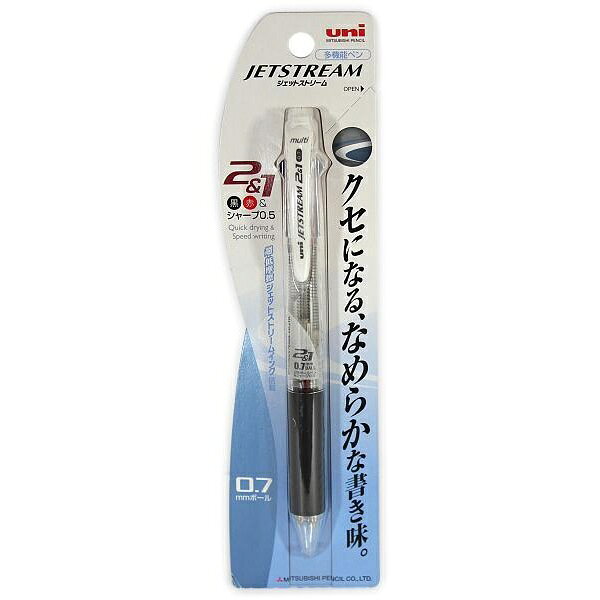 ●低粘度油性ボールペンジェットストリームの2色ボール+シャープの多機能ペン。くせになるなめらかなジェットストリームインキです。・サイズ：軸径12.2×厚さ15.7×全長144.8mm 12g・替芯：SXR-80-05黒・SXR-80-05赤