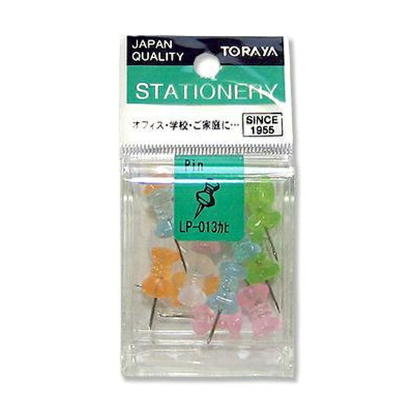 ●クリスタルカラー混色のプッシュ画鋲です。15本入り・サイズ：全長25mm×W8mm