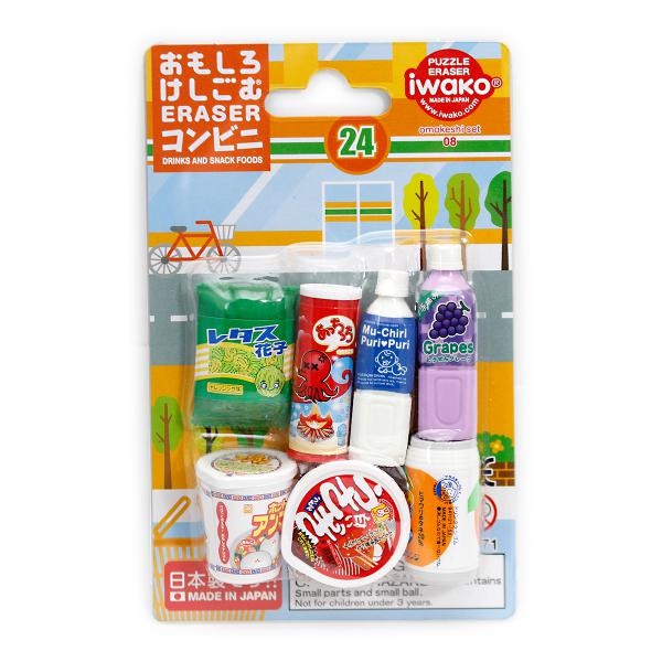 コンビニで売られているスナックやドリンク、カップ麺の形をしたユニークな消しゴム。【セット内容】●消しゴム × 3個●1個の入数：1個【特徴】●塩化ビニールを使用していない合成ゴム素材●食品衛生法に適合している●プラスチックや金属にくっつかな...