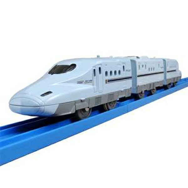 メカボックスが新しくなって更に遊びやすくなった。先頭車にはライトが付いています。3両編成でそれぞれ連結、切り離しが自由。2スピードで、スイッチOFFで手で転がして遊べます。電車カード付き。＊レールは別売りです。タカラトミー