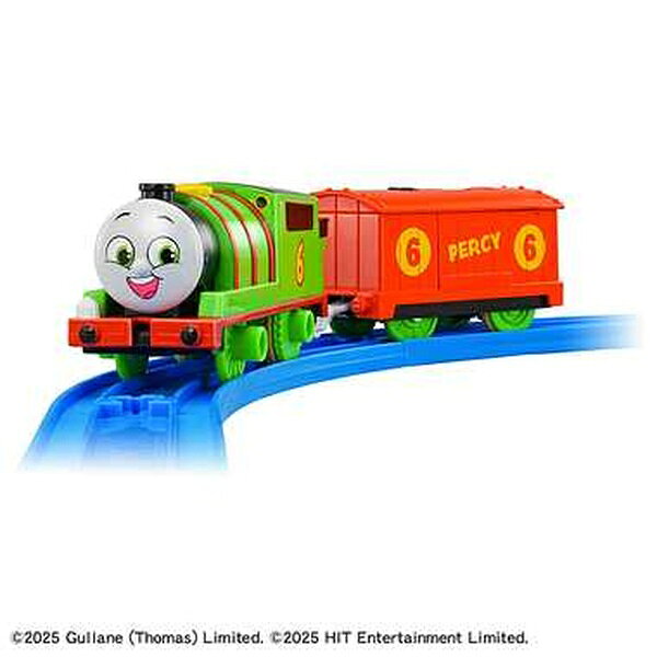 アニメ「きかんしゃトーマス」に登場するキャラクター、パーシーが日本語と英語でたくさんおしゃべり！音楽も流れるよ！タカラトミー