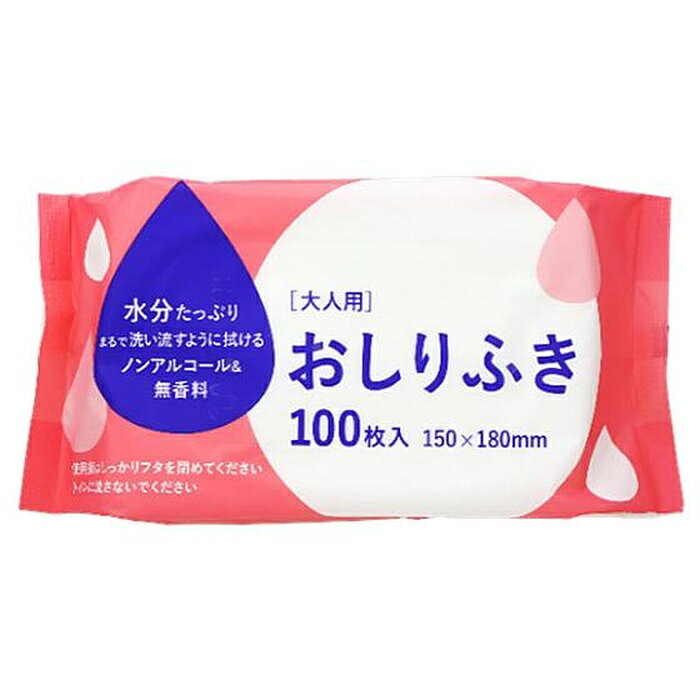 水分たっぷりでまるで洗い流すように拭ける、大人用のおしりふき。【特徴】●ノンアルコール・無香料●入浴できない時の体拭きや災害時の使用に対応●おむつ替えの仕上げに使用可能【仕様】材質レーヨン、ポリエステルサイズ縦15×横18cm入数100枚成...