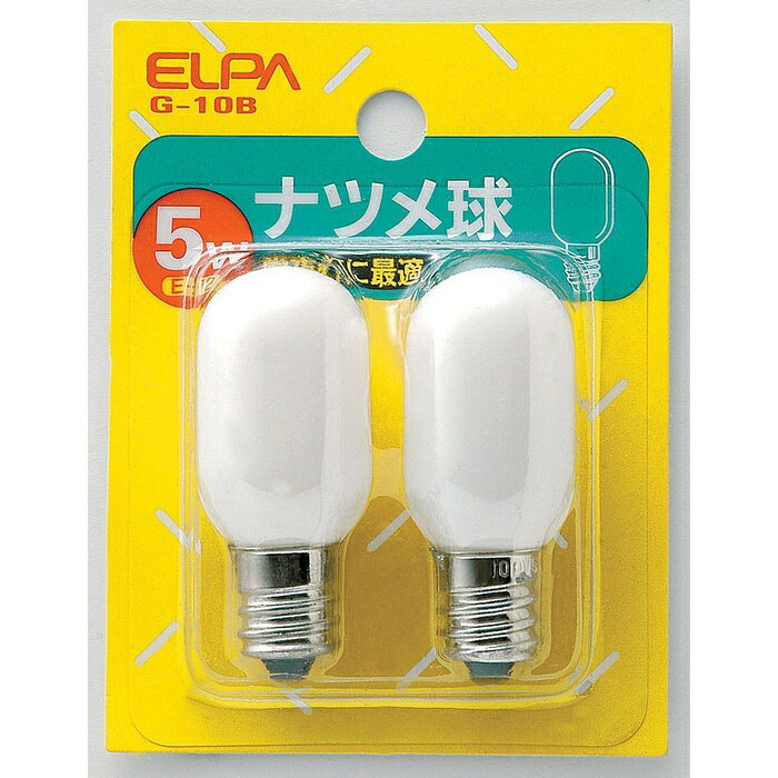 ●保安用・常夜灯・表示灯に適しています。●小形・低ワットで長寿命設計の電球。仕様■定格電圧：100V■定格消費電力：5W■寿命：約3,000時間■本体サイズ：全長48×バルブ径20(mm)■口金：E12■入数：2個■カラー：ホワイト