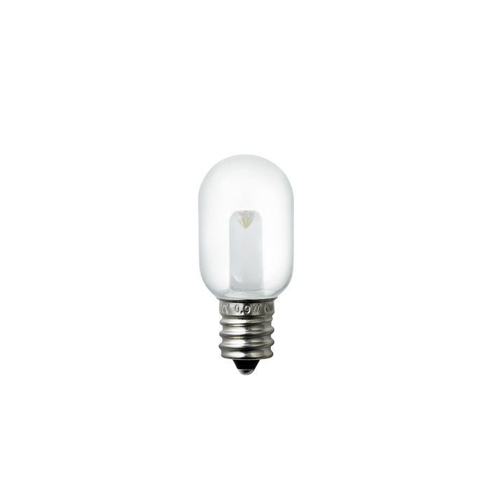 ●光源にはLEDを使用していますので、消費電力が少ない省エネタイプです。仕様■交流電源：100V 50/60Hz共用■口金：E12■サイズ：全長46X外径20(mm)■質量：6g■定格入力電流：0.01A■定格消費電力：0.9W■設計寿命：...