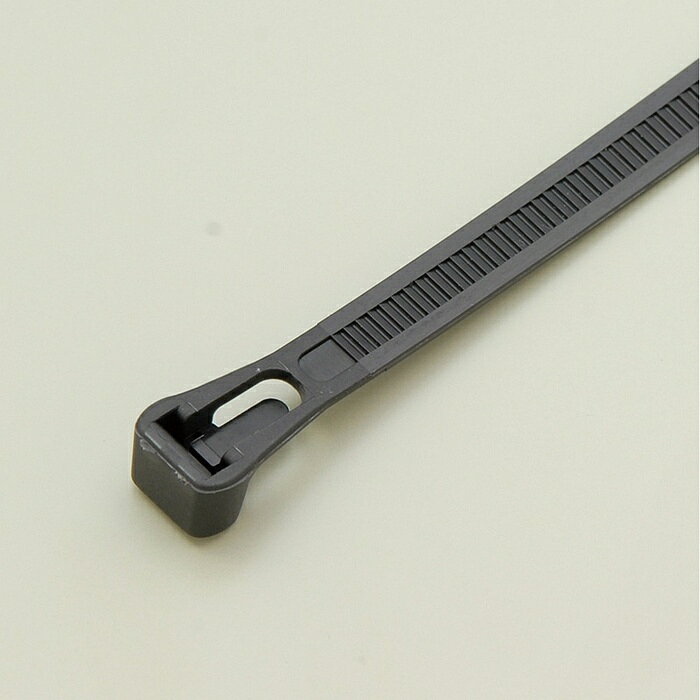 ●リピートタイプ●耐候性●取り外しが簡単で、再結束できる仕様■全長：250mm■幅：7.6mm■最大結束内径：66mm■引張強度：22.2kg■使用温度範囲：-40℃〜+85℃■材質：66ナイロン(紫外線遮蔽剤入)■10本入■カラー：ブラック