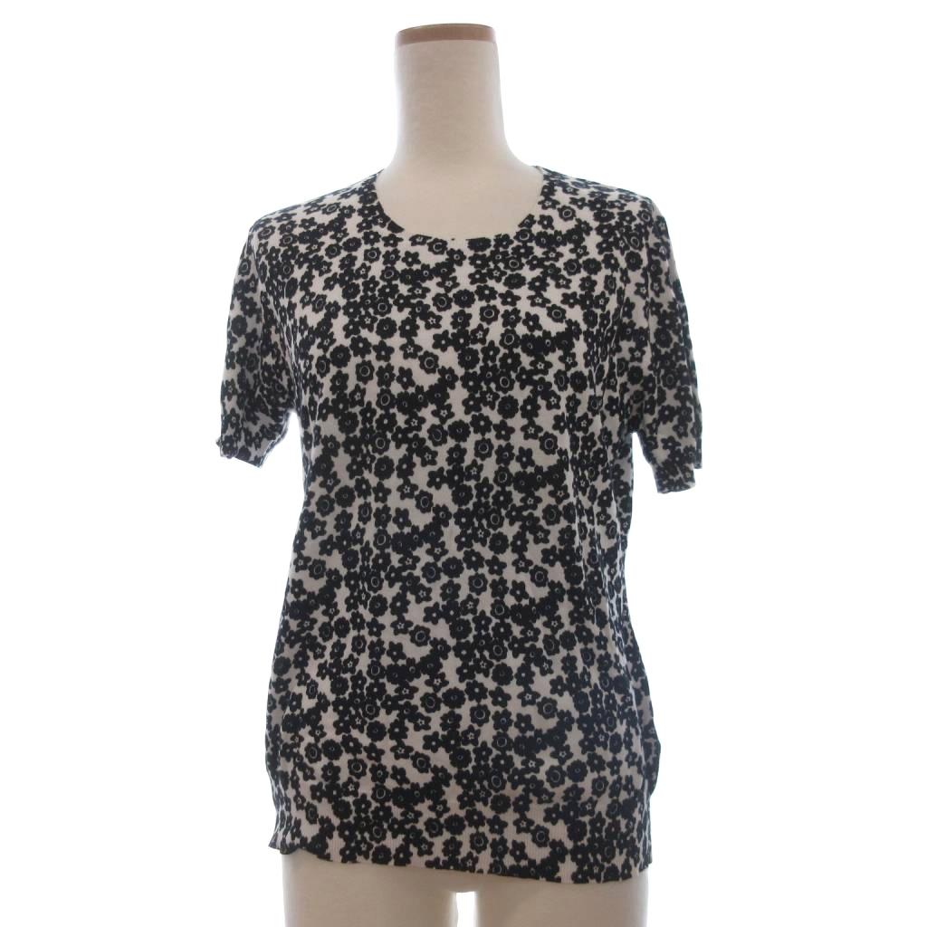 【中古】ユーバイウンガロ U by ungaro ニット カットソー 半袖 総柄 花柄 40 白 ホワイト 黒 ブラック レディース 【ベクトル 古着】 260608ブランドユーバイウンガロ U by ungaro表記サイズ40実寸サイズ身...