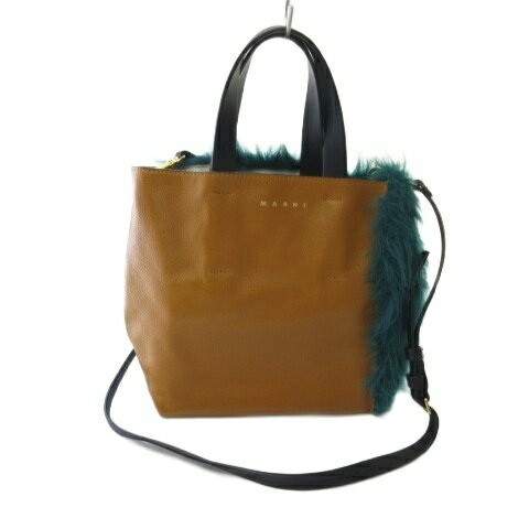 【中古】マルニ MARNI SHMP0040Q6 MUSEO SOFT MINI Shearling Shoulder Bag ショルダーバッグ クロスボディバッグ ブラウン グリーン レディース 【ベクトル 古着】 260602ブランドマ...