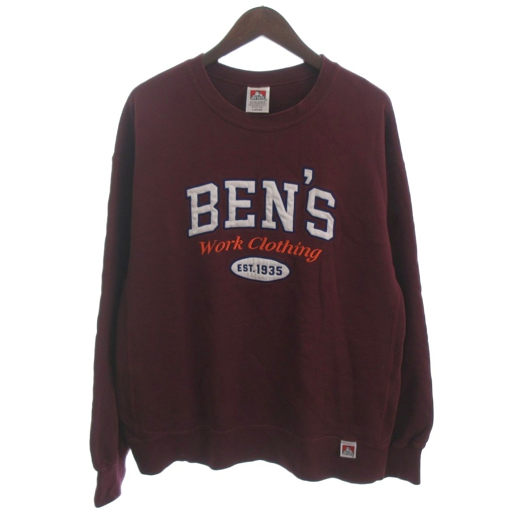 【中古】ベンデイビス BEN DAVIS ロゴ刺繍 クルーネック スウェット トレーナー 長袖 ワインレッド系 L メンズ 【ベクトル 古着】 260428ブランドベンデイビス BEN DAVIS表記サイズL実寸サイズ身幅：59cm　着丈：...