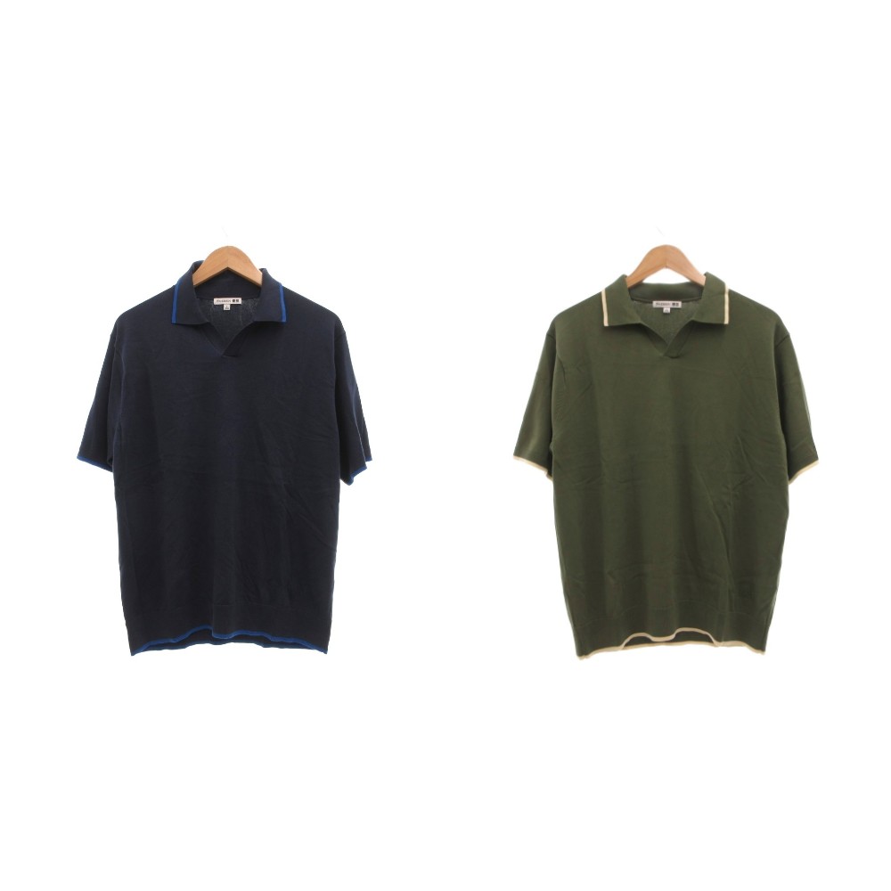 【中古】ユニクロ UNIQLO 2点セット まとめ売り JW ANDERSON 2点セット ニットポロシャツ 半袖 L 紺 ネイビー カーキ /SX メンズ 【ベクトル 古着】 260601ブランドユニクロ UNIQLO表記サイズL?2実寸...