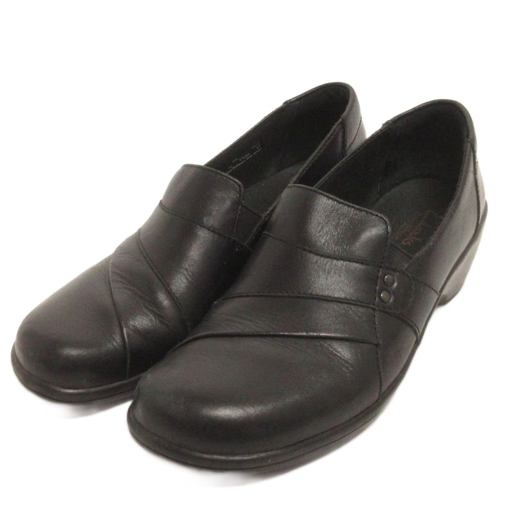 【中古】クラークス clarks May Marigold スリッポン ラウンドトゥ レザー 黒 ブラック 6M レディース 【ベクトル 古着】 260610ブランドクラークス clarks表記サイズ6M（23.0相当）実寸サイズヒールの高...