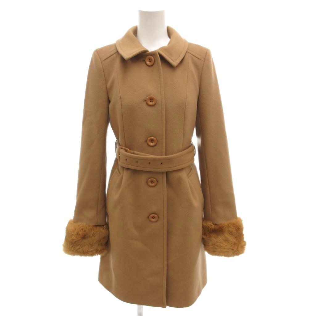 【中古】クミキョク 組曲 KUMIKYOKU ステンカラーコート ラビットファー ひざ丈 S2 ベージュ /FF レディース 【ベクトル 古着】 251028ブランドクミキョク 組曲 KUMIKYOKU表記サイズS2実寸サイズ肩幅：35cm...