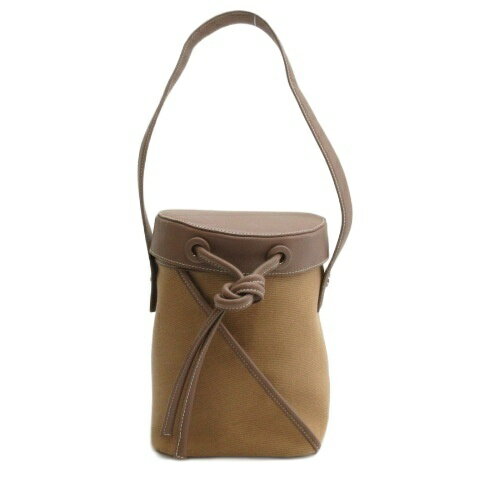 【中古】ザ ディレッタント the dilettante 21SS キャンバス × レザー 巾着バッグ ショルダー ブラウン 251114E 鞄 レディース 【ベクトル 古着】 251114実寸サイズ持ち手の長さ：-cm　ヨコ：18cm　タ...