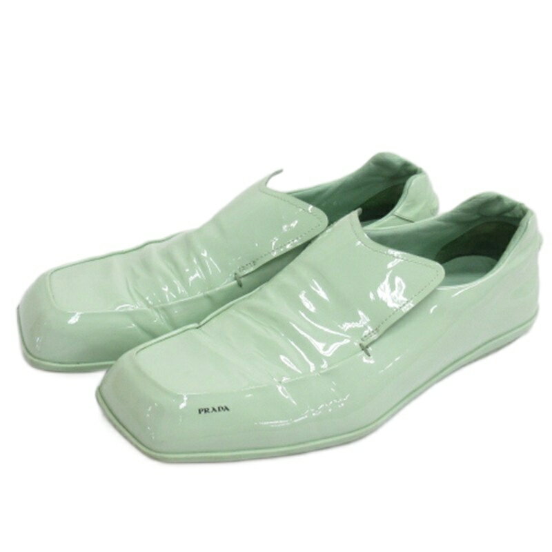 【中古】プラダ PRADA ロゴ エナメル ローファー スクエアトゥ ライトグリーン 6.5 25.5cm ■GY62 メンズ 【ベクトル 古着】 260407ブランドプラダ PRADA表記サイズ6.5 25.5cm実寸サイズ最大幅：11c...