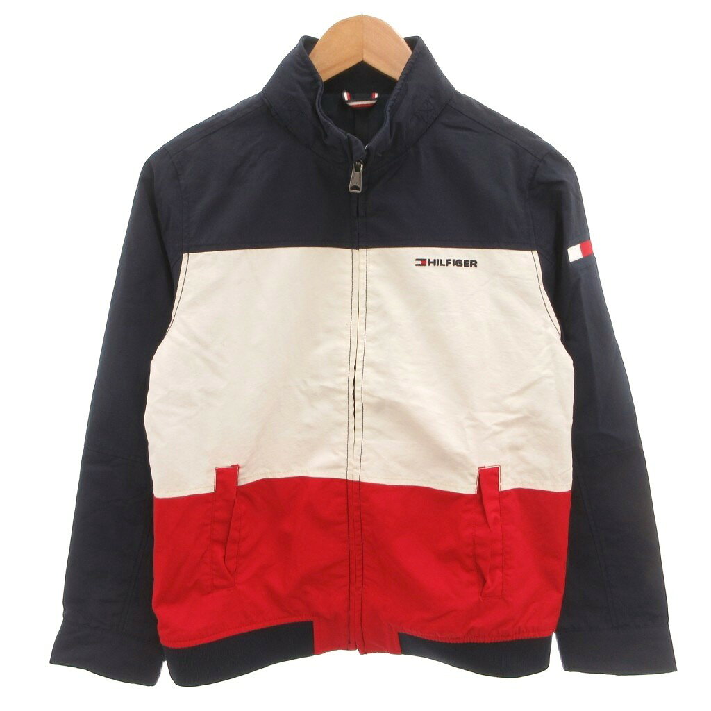 【中古】トミーヒルフィガー TOMMY HILFIGER ジャケット ブルゾン ロゴ刺繍 L 12ー14 白 ホワイト 紺 ネイビー 赤 レッド /FF キッズ 【ベクトル 古着】 260820ブランドトミーヒルフィガー TOMMY HIL...