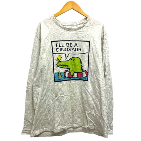 【中古】design tshirts store graniph Tシャツ クルーネック プリント 長袖 L グレー マルチカラー メンズ 【ベクトル 古着】 260217表記サイズL実寸サイズ肩幅：46cm　身幅：52cm　着丈：62cm...