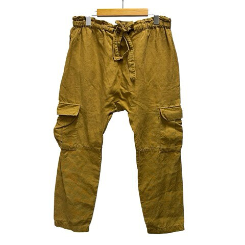 【中古】ウラジョンソン ulla johnson ワークパンツ カーゴ 麻混 無地 0 黄 イエロー レディース 【ベクトル 古着】 260610表記サイズ0実寸サイズウエスト：80cm　もも幅：34cm　裾幅：16cm　股上：34cm　股...