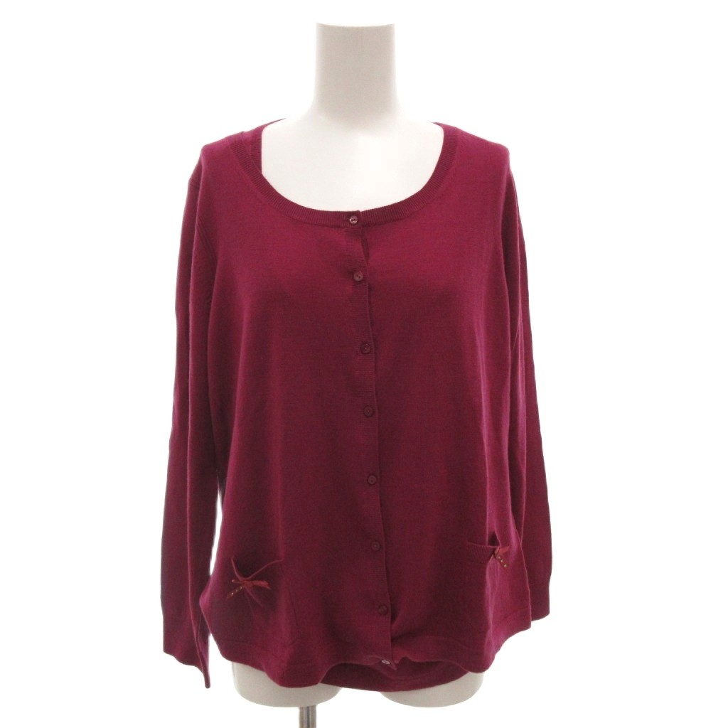 【中古】MARINA SPORT アンサンブルニット カーディガン ウール M 紫 パープル リボン /FF ■ECT レディース 【ベクトル 古着】 260115表記サイズM実寸サイズ肩幅：37cm　身幅：50cm　袖丈：57cm　着丈：...