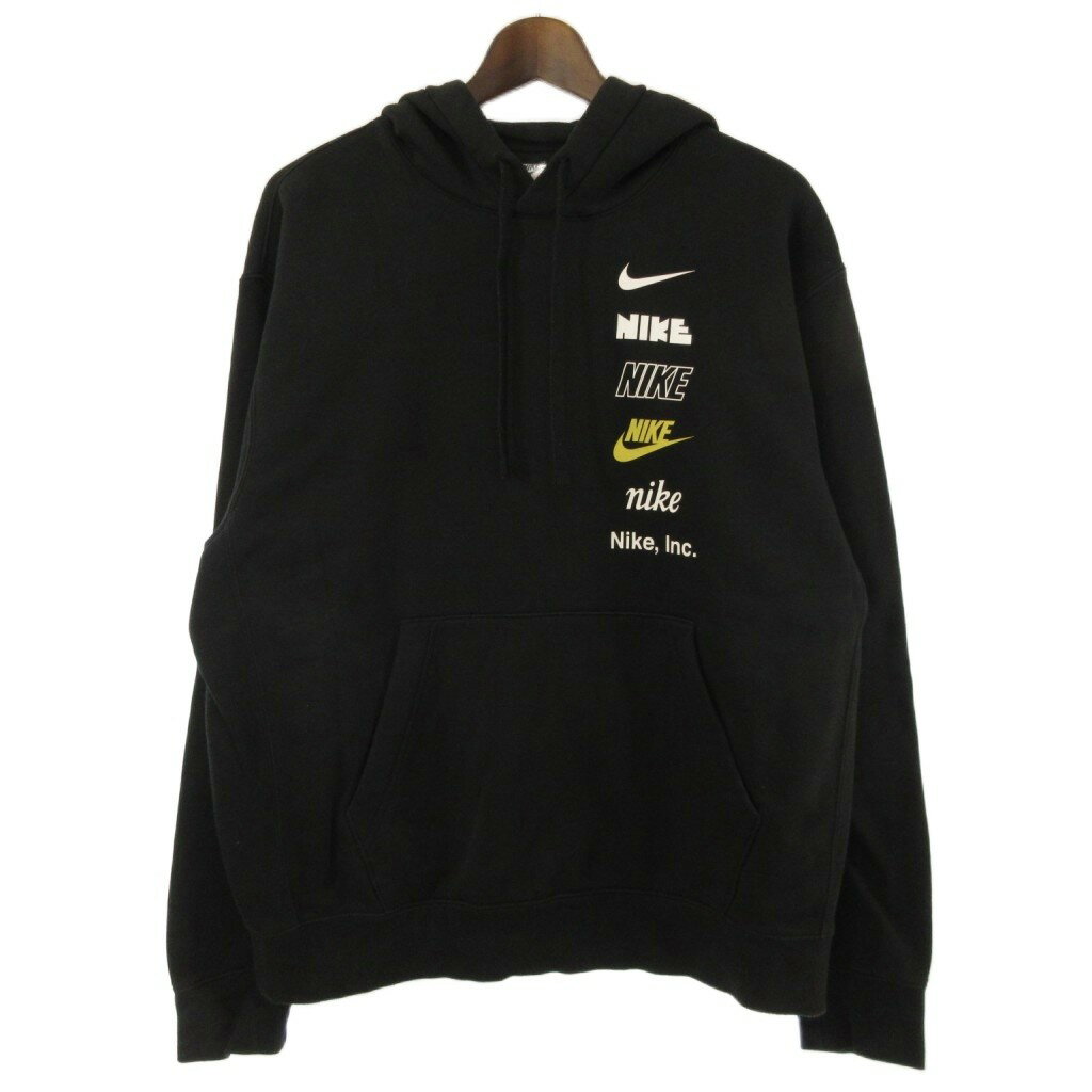 【中古】ナイキ NIKE パーカー プルオーバー 裏起毛 ロゴプリント ブラック L メンズ 【ベクトル 古着】 260427ブランドナイキ NIKE表記サイズL実寸サイズ肩幅：53cm　身幅：61cm　着丈：65cm　袖丈：61cm　　素...