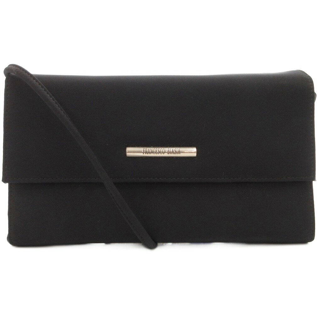 【中古】Francesco Biasia ショルダーバッグ ウォレットポーチ 黒 ブラック フラップ ロゴプレート /NL レディース 【ベクトル 古着】 260517実寸サイズヨコ：20cm　タテ：12cm　マチ：4cm　ショルダーの長さ...