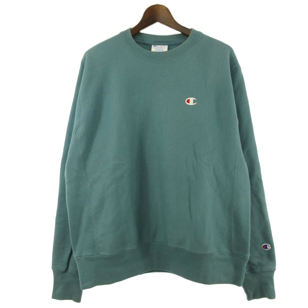 【中古】チャンピオン CHAMPION Reverse Weave リバースウィーブ crewneck sweatshirt トレーナー スウェット 裏起毛 ロゴ刺繍 コットン グリーン XL 大きいサイズ メンズ 【ベクトル 古着】 26...