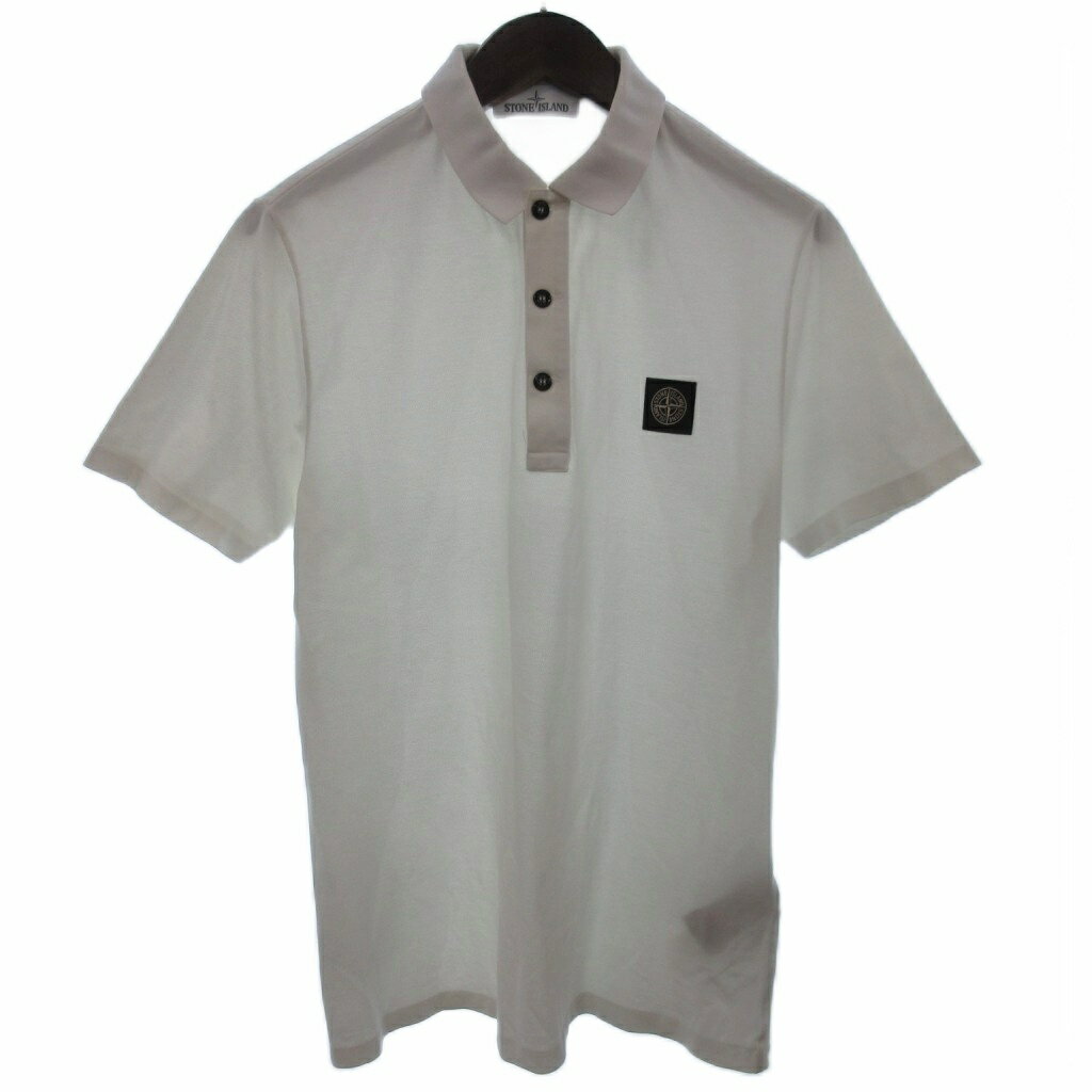 【中古】ストーンアイランド STONE ISLAND ストレッチ ポロシャツ 半袖 コンパスロゴ 白 L ■SK メンズ 【ベクトル 古着】 260522ブランドストーンアイランド STONE ISLAND表記サイズL実寸サイズ肩幅：40c...