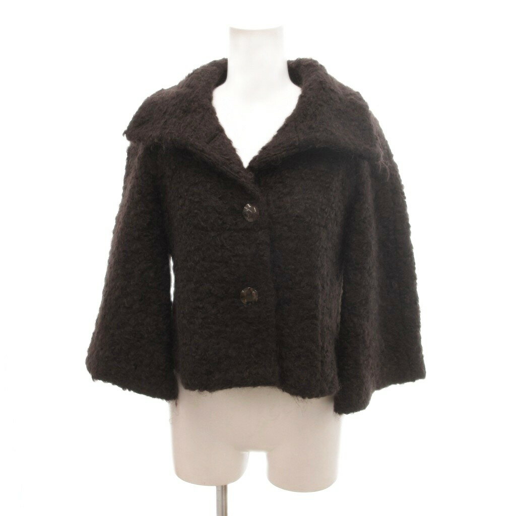【中古】エミスフェール HEMISPHERES 美品 ジャケット モヘヤ 36 ダークブラウン ブークレ ショールカラー /SJ レディース 【ベクトル 古着】 260528ブランドエミスフェール HEMISPHERES表記サイズ36実寸サ...
