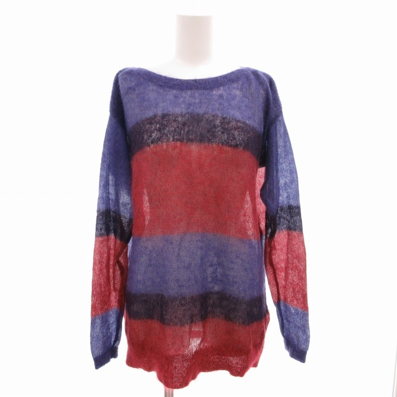 【中古】シタムール sita murt ニット セーター 長袖 ボートネック ボーダー モヘヤ 38 紺 ネイビー 赤 レッド ■GY99 レディース 【ベクトル 古着】 260610表記サイズ38実寸サイズ肩幅：50cm　身幅：54cm　...