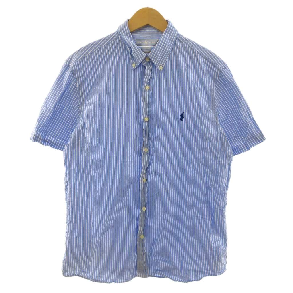 【中古】ラルフローレン RALPH LAUREN シャツ 半袖 シアサッカー ストライプ ボタンダウン ブルー L メンズ 【ベクトル 古着】 260706ブランドラルフローレン RALPH LAUREN表記サイズL実寸サイズ肩幅：47cm...
