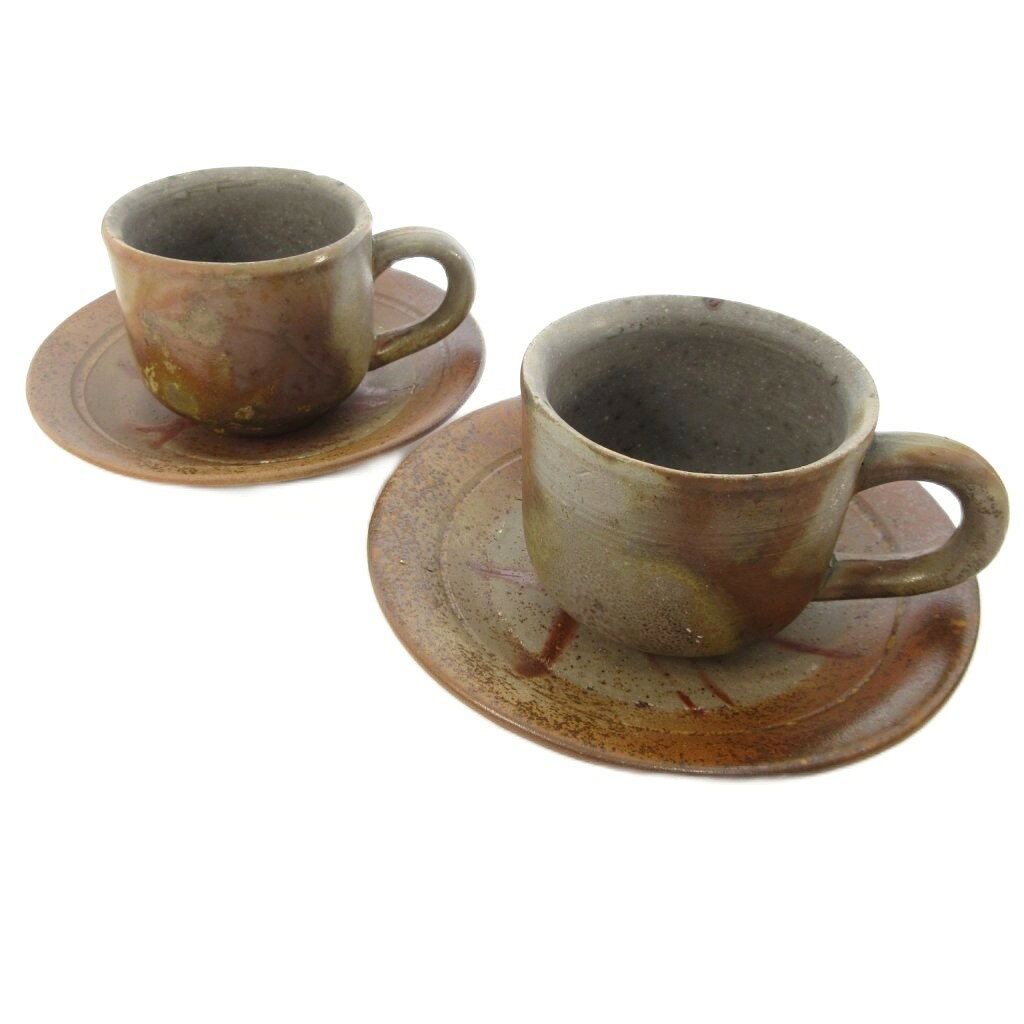 【中古】未使用品 備前焼 五郎辺衛窯 カップ＆ソーサー 2客セット コーヒーセット 食器 陶器 ブラウン 【ベクトル 古着】 260709実寸サイズ直径：約13.5cm　口経：約7.2cm　高さ：約6.2cm　　色ブラウン状態未使用品です。...