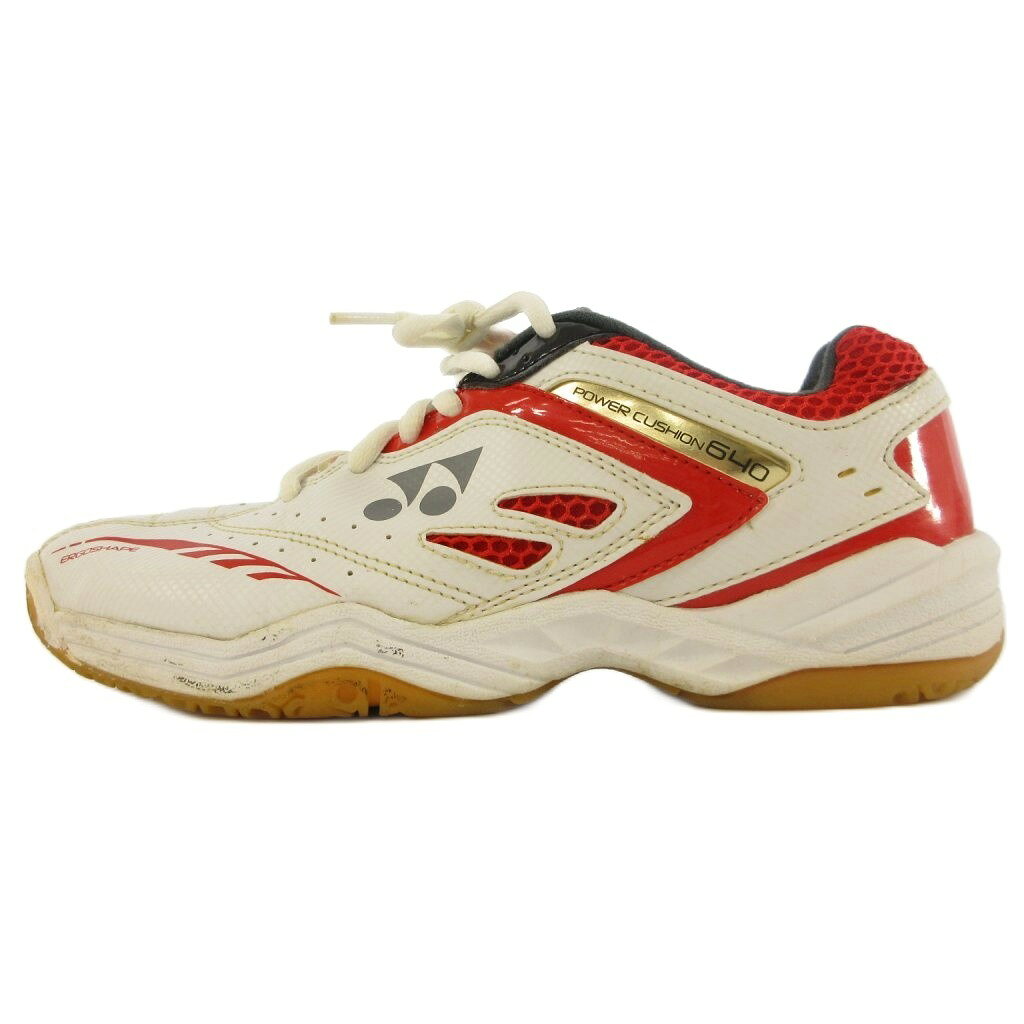 【中古】ヨネックス YONEX パワークッション640 バドミントンシューズ スニーカー 靴 ホワイト レッド 23.5cm 【ベクトル 古着】 260723表記サイズ23.5cm実寸サイズ最大幅：9.3cm　アウトソール：26cm　　色ホ...