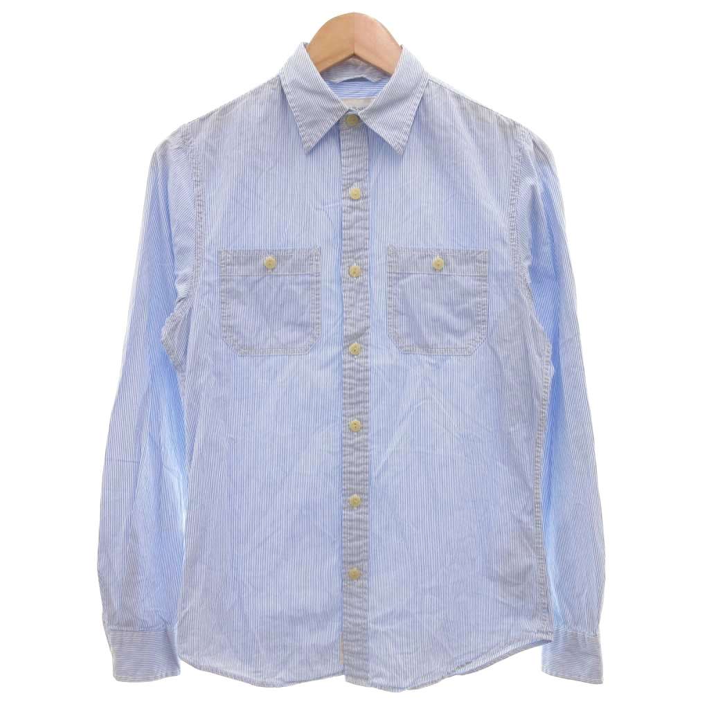 【中古】デニム&サプライ ラルフローレン DENIM & SUPPLY RALPH LAUREN シャツ XS 水色 ライトブルー ストライプ柄 長袖 フラップポケット IBO95 /SC メンズ 【ベクトル 古着】 260513ブランドデ...
