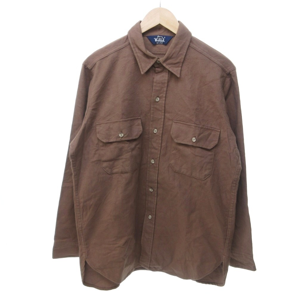 【中古】ウールリッチ WOOLRICH 80s シャモアクロス ワークシャツ 長袖 USA製 大きいサイズ 茶 ブラウン /HW IBO95 メンズ 【ベクトル 古着】 260503ブランドウールリッチ WOOLRICH表記サイズタグ欠損の...