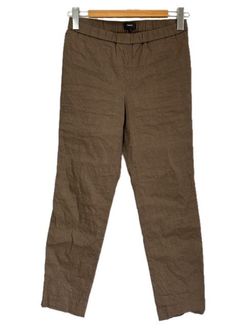 【中古】セオリー Theory BASIC.PULL.ON.PANT ECO.CRUNCH.WASH ストレッチ パンツ 2 リネン ブラウン 麻 茶色 ボトムス レディース 【ベクトル 古着】 250708ブランドセオリー Theory表...