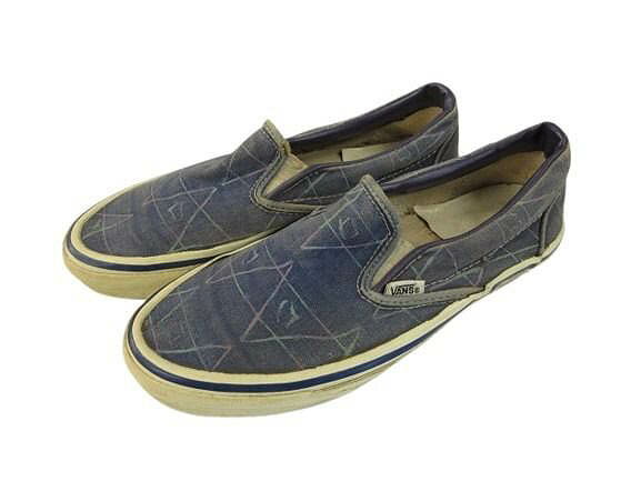 【中古】バンズ VANS 80s 90s スリッポン 革張り USA製 スニーカー キャンバス ヴィンテージ シューズ 総柄 ネイビー メンズ 【ベクトル 古着】 260321ブランドバンズ VANS表記サイズ表記が見受けられません。25c...
