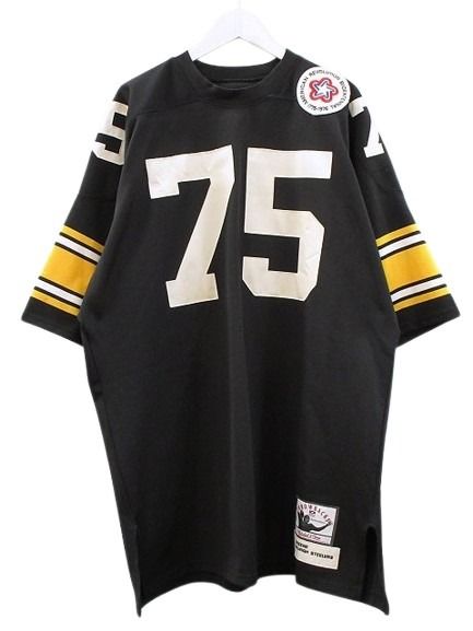 【中古】ミッチェル&ネス MITCHELL&NESS ピッツバーグ スティラーズ 75 ジョーグリーン フットボール ジャージ ブラック 52 メンズ 【ベクトル 古着】 260404表記サイズ52実寸サイズ身幅：64cm　着丈：90cm　...