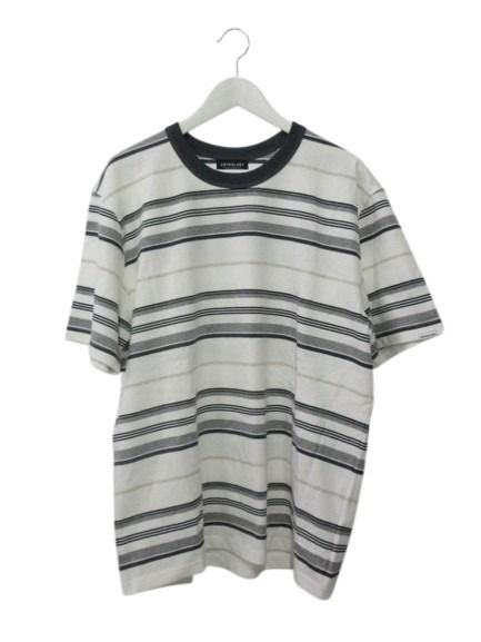 【中古】アンソロジー ANTHOLOGY Tシャツ XL 半袖 カットソー ボーダー ホワイト系 白 トップス メンズ 【ベクトル 古着】 260408表記サイズXL実寸サイズ肩幅：51cm　身幅：59cm　着丈：69cm　袖丈：25cm　...
