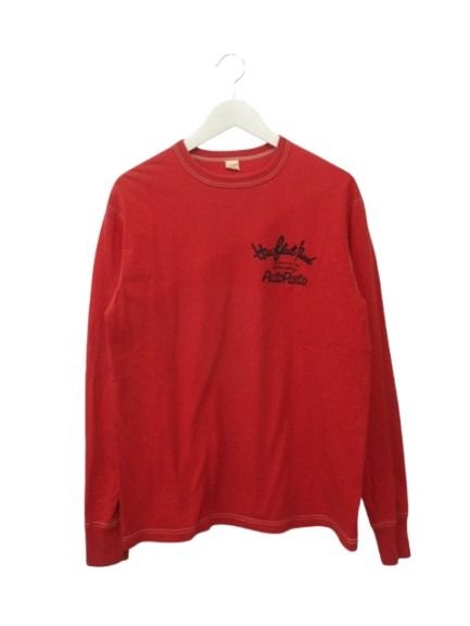 【中古】ザ フラットヘッド THE FLAT HEAD ロンT Tシャツ 40 長袖 カットソー プリント レッド 赤 トップス メンズ 【ベクトル 古着】 260512ブランドザ フラットヘッド THE FLAT HEAD表記サイズ40実...