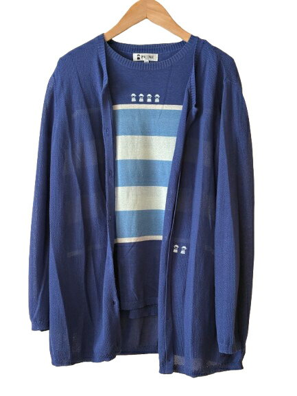 【中古】ピッコーネ PICONE アンサンブルニット カーディガン 40 半袖 ブルー系 トップス アウター レディース 【ベクトル 古着】 260519ブランドピッコーネ PICONE表記サイズ40実寸サイズ肩幅：36cm　身幅：50cm...
