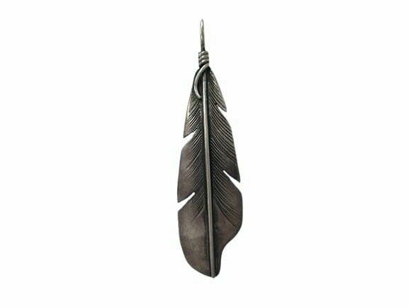 【中古】ナバホ族 NAVAJO LENA PLATERO フェザー ペンダントトップ スターリング シルバー インディアンジュエリー メンズ レディース 【ベクトル 古着】 260702表記サイズ-実寸サイズチェーンの長さ：-cm　トップの...