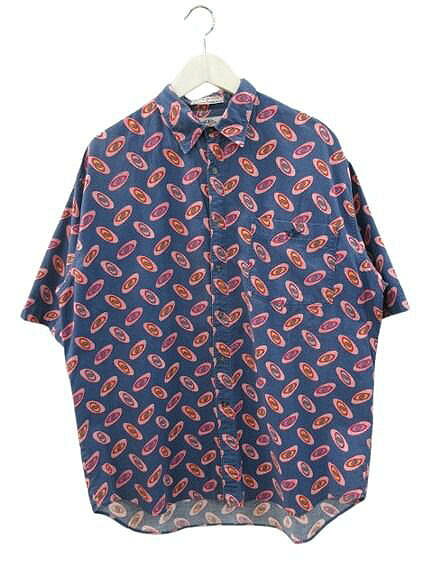 【中古】リーバイス Levi's ドッカーズ DOCKERS 90s 00s 総柄 シャツ 半袖 L ネイビー系 メンズ 【ベクトル 古着】 260706ブランドリーバイス Levi's表記サイズL実寸サイズ肩幅：約53cm　身幅：約62c...