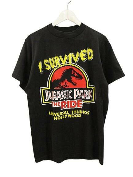 【中古】ヴィンテージ VINTAGE 90s ジュラシックパーク JURASSIC PARK SURVIVED THE RIDE Tシャツ M ブラック USA製 ユニバーサルスタジオ メンズ 【ベクトル 古着】 260717ブランドヴィン...