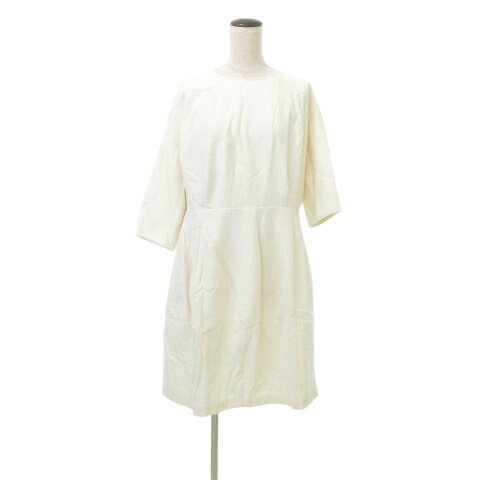 【中古】ミナペルホネン mina perhonen 美品 ウール ワンピース ひざ丈 七分袖 アシンメトリーデザイン 日本製 36 約Sサイズ アイボリー IBO51 レディース 【ベクトル 古着】 250719ブランドミナペルホネン mi...