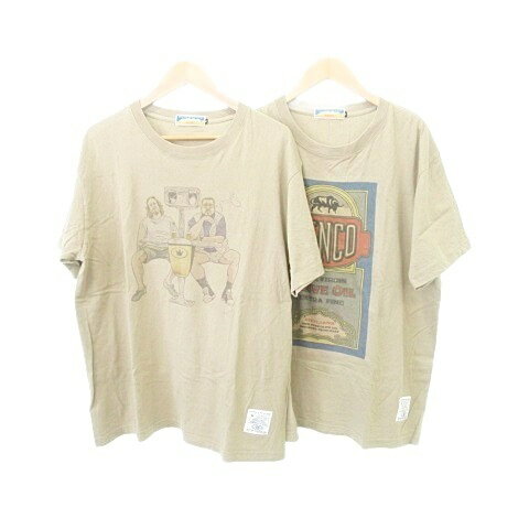 【中古】ハリウッドレベルズ HOLLYWOOD REBELS 美品 プリント Tシャツ 半袖 2点セット おまとめ 日本製 Lサイズ ベージュ 【ベクトル 古着】 251002表記サイズLサイズ実寸サイズ-　素材-色ベージュ仕様プリント T...