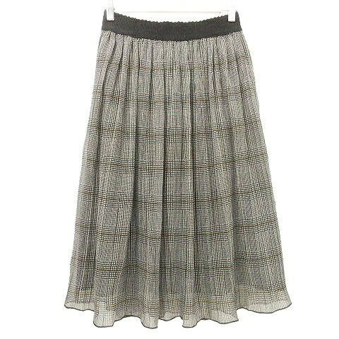 【中古】ザラ ベーシック ZARA BASIC ひざ丈 チェック スカート フレア シフォン S グレー ■GY99 レディース 【ベクトル 古着】 260119ブランドザラ ベーシック ZARA BASIC表記サイズS実寸サイズウエスト：...